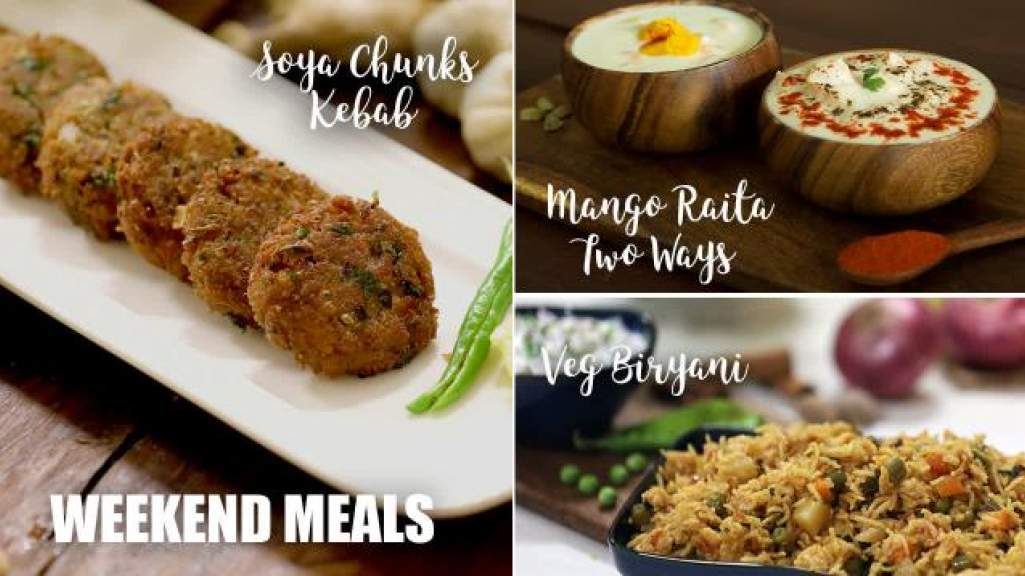 Weekend Meals Soya Chunks Kebab Vegetable Biryani Mango Raita - 2 Ways ...